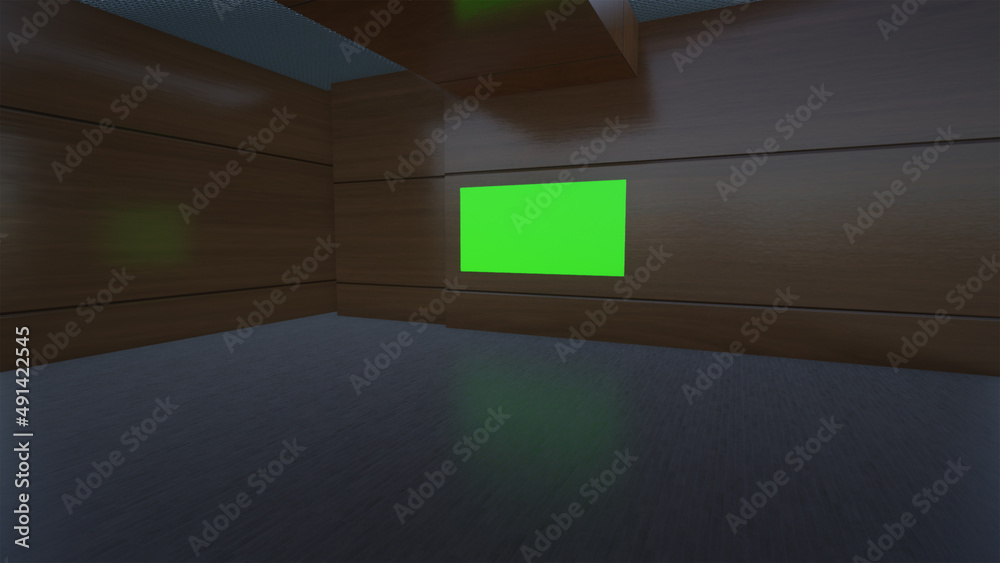 virtual studio background green chroma 3d illustration Stock ...