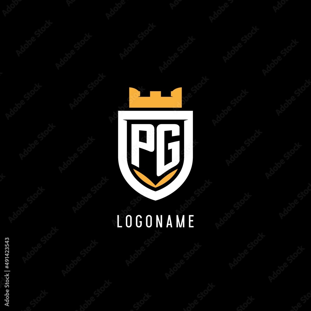 Initial PG logo with shield, esport gaming logo monogram style Stock ...