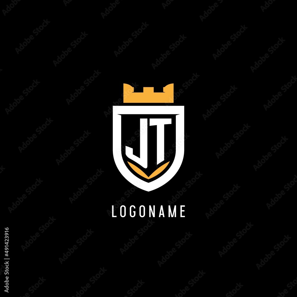 Initial JT logo with shield, esport gaming logo monogram style Stock ...