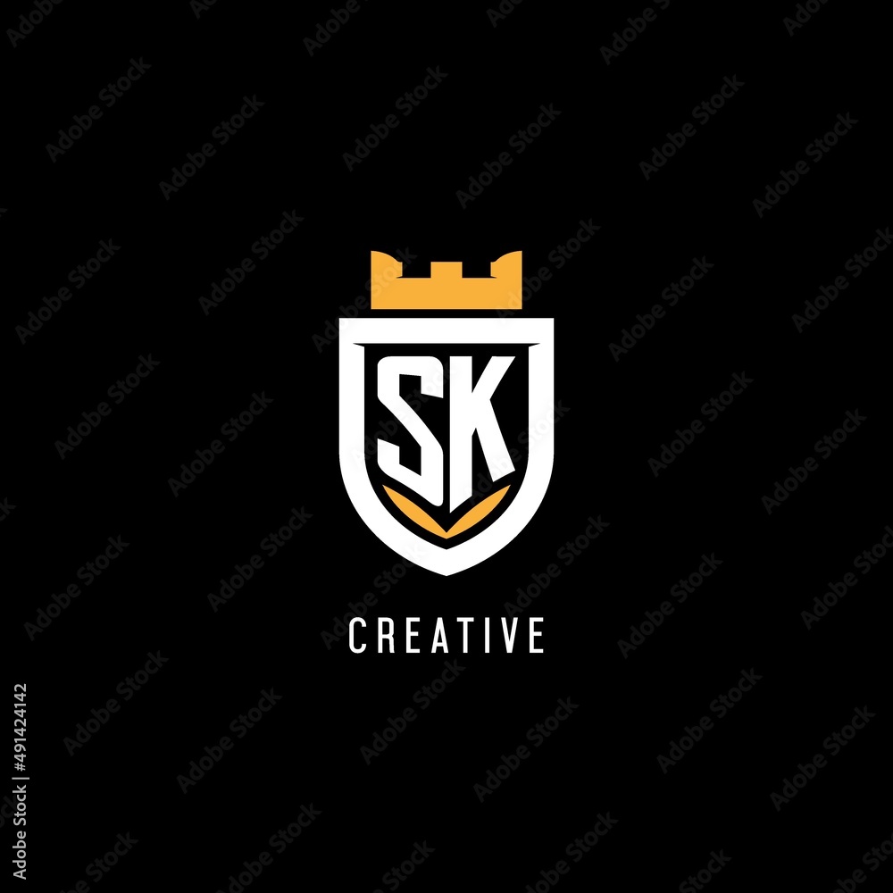 Initial SK logo with shield, esport gaming logo monogram style Stock ...