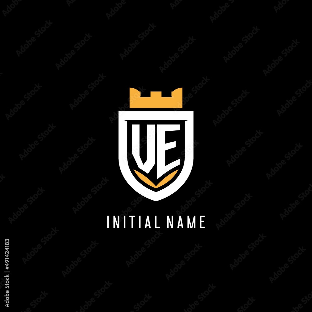 Initial VE logo with shield, esport gaming logo monogram style Stock ...