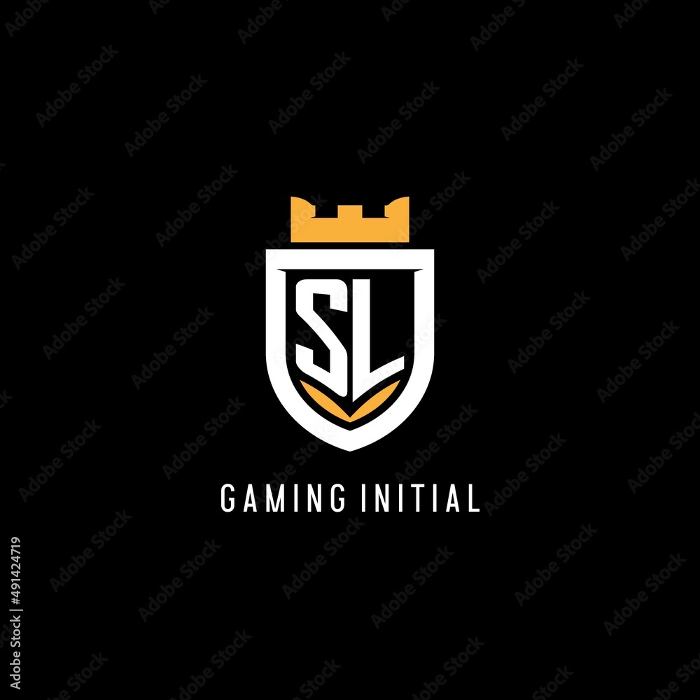 Initial SL logo with shield, esport gaming logo monogram style Stock ...