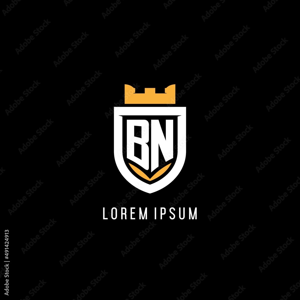 Initial BN logo with shield, esport gaming logo monogram style Stock ...