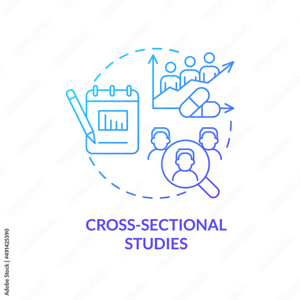 Cross-sectional studies blue gradient concept icon. Scientific ...