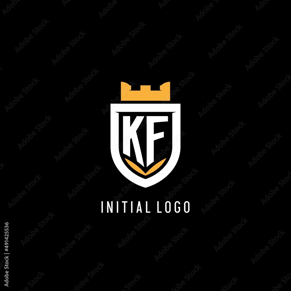 Initial KF logo with shield, esport gaming logo monogram style Stock ...