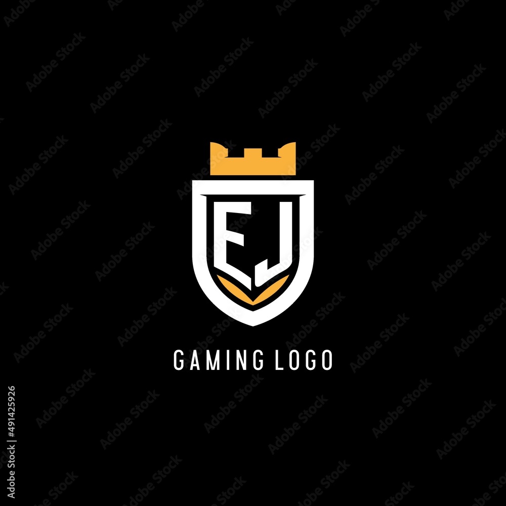 Initial EJ logo with shield, esport gaming logo monogram style Stock ...