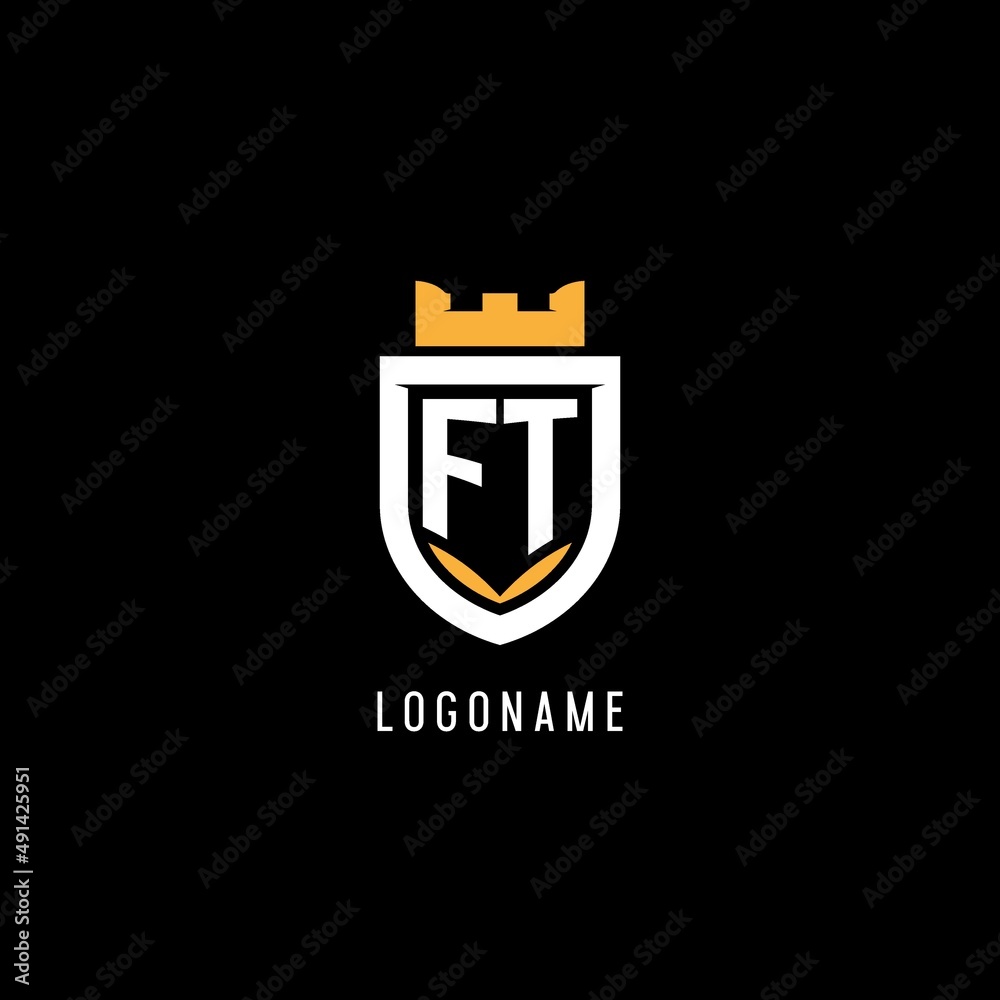 Initial FT logo with shield, esport gaming logo monogram style Stock ...