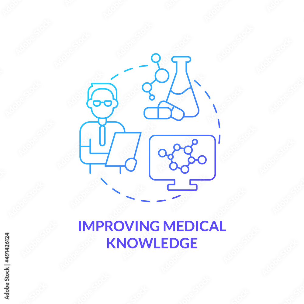 Improving medical knowledge blue gradient concept icon. Clinical ...