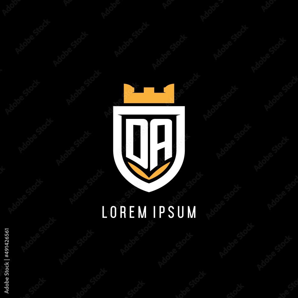 Initial DA logo with shield, esport gaming logo monogram style Stock ...