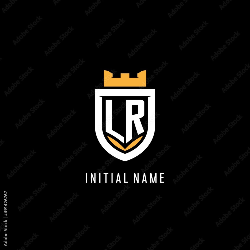 Initial LR logo with shield, esport gaming logo monogram style Stock ...