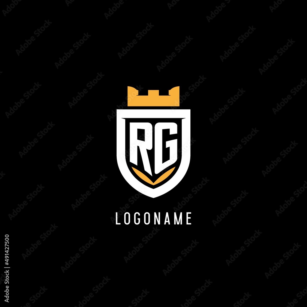 Initial RG logo with shield, esport gaming logo monogram style Stock ...