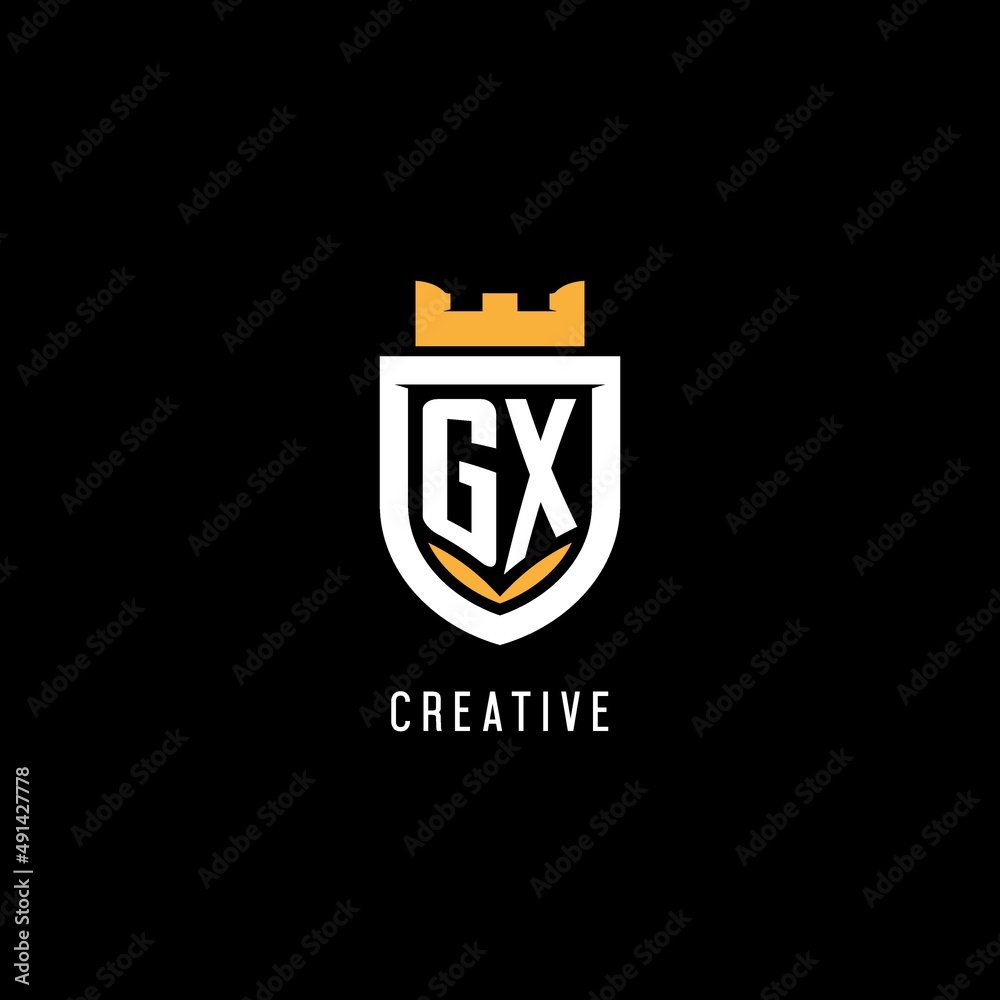 Initial GX logo with shield, esport gaming logo monogram style Stock ...