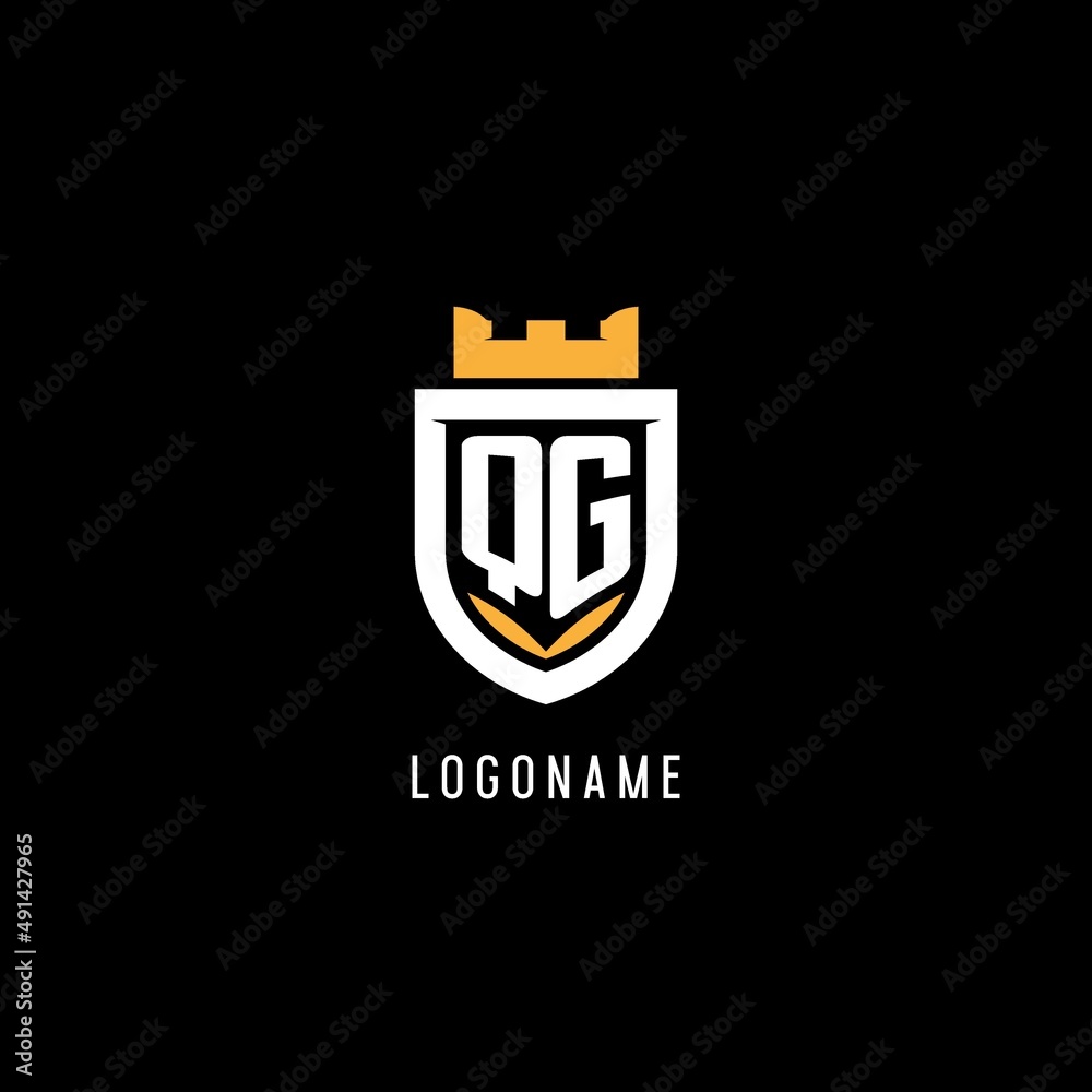 Vetor de Initial QG logo with shield, esport gaming logo monogram style ...