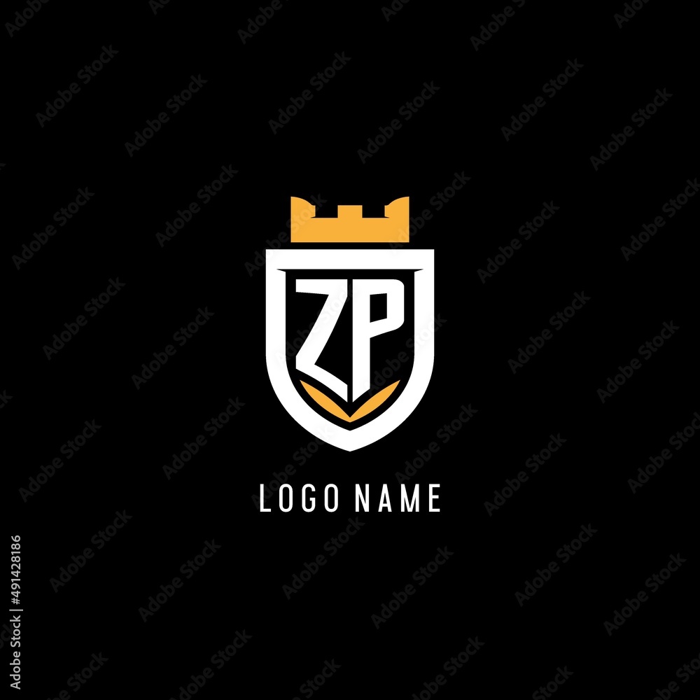 Initial ZP logo with shield, esport gaming logo monogram style Stock ...