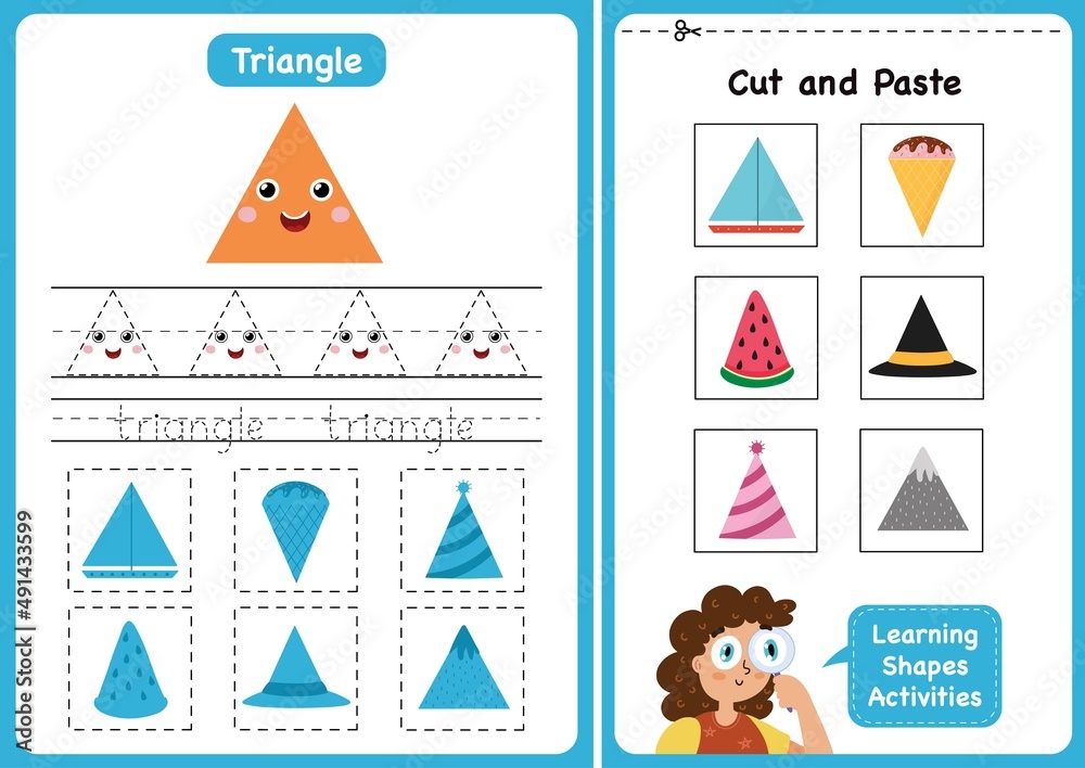 Learning shapes activity page - Triangle. Geometric shapes worksheets ...