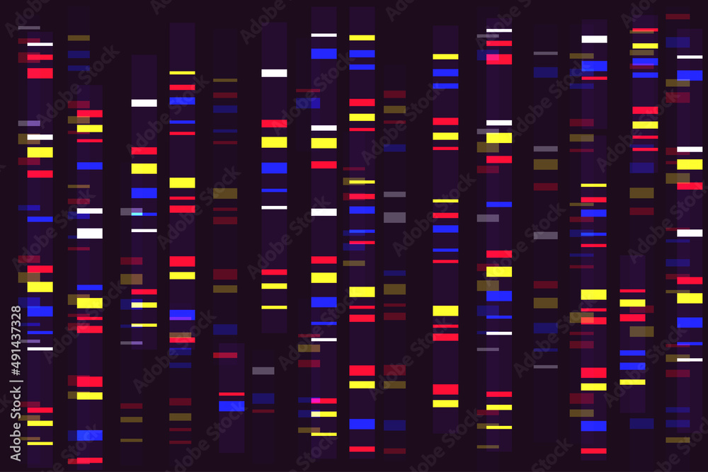 Genome sequencing map, infographic or DNA molecular test. Genetic ...