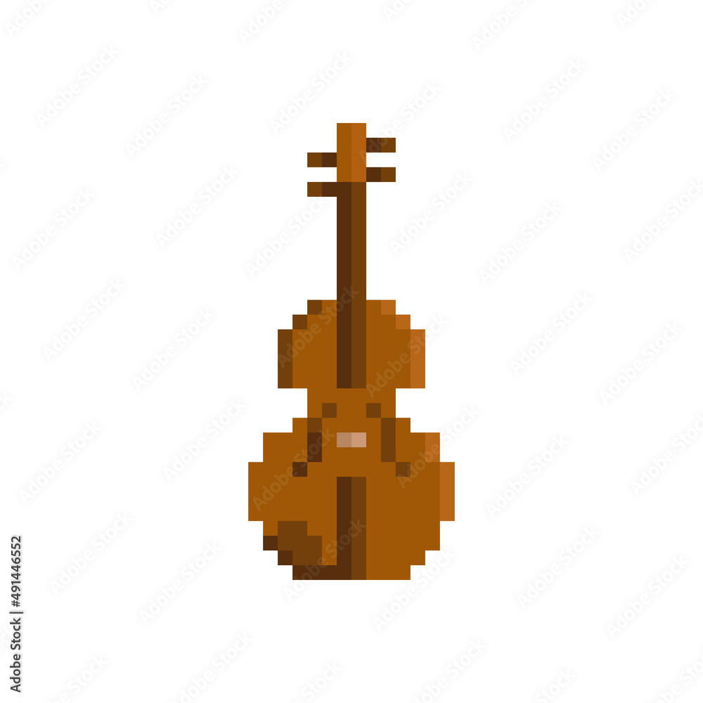 The Pixelated Violin, Viola, Cello. Pixel art style. 8 Bit. Stock ...