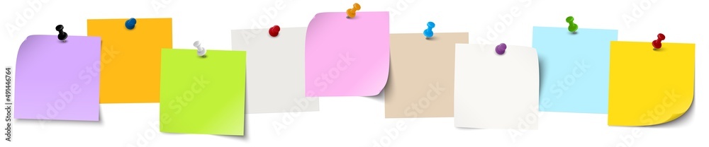 sticky notes with colored pin needles Stock Vector | Adobe Stock