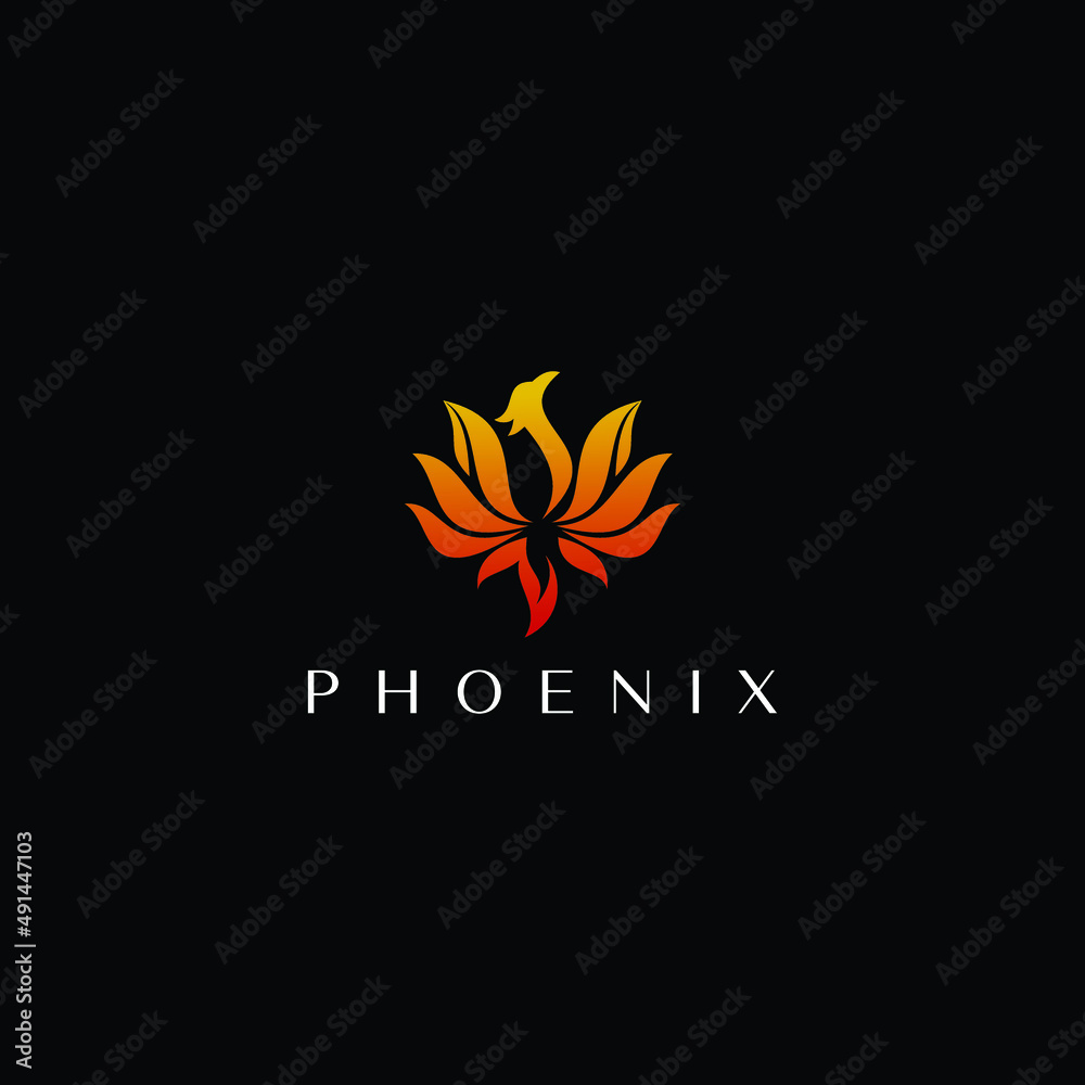 phoenix fire logo design vector graphic Stock Vector | Adobe Stock