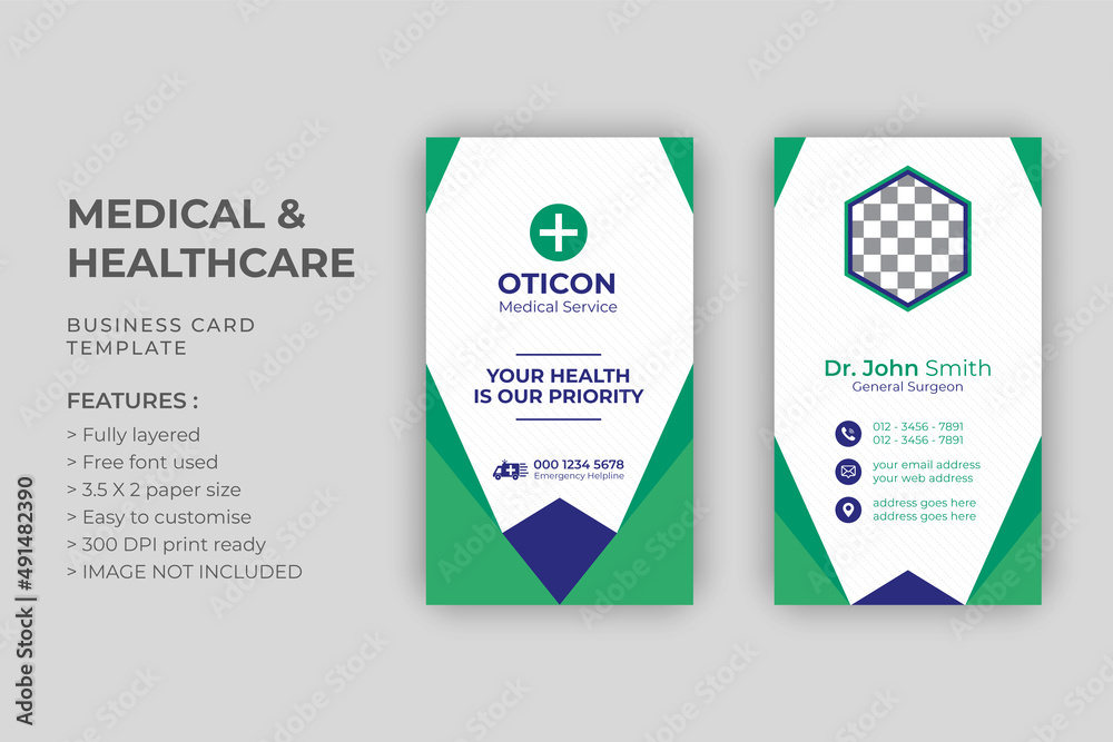 Medical & Healthcare or doctor business card or visiting card template ...