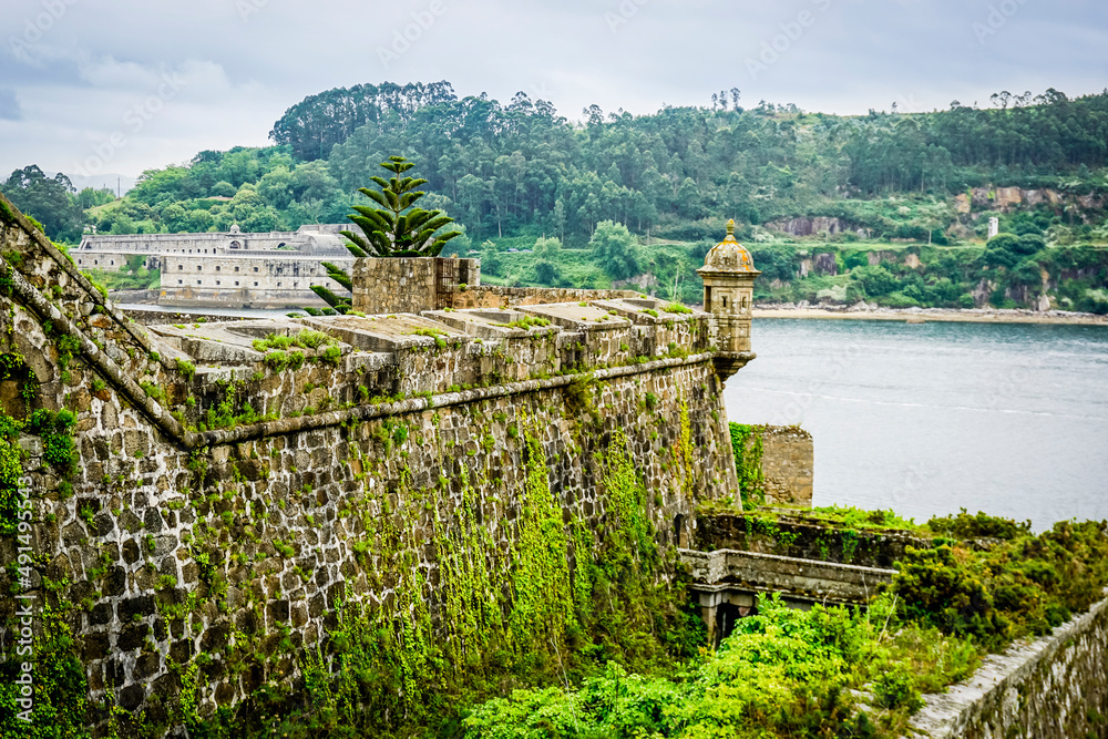 Panoramic view of the Castillo de San Felipe. Stone and earth coastal ...