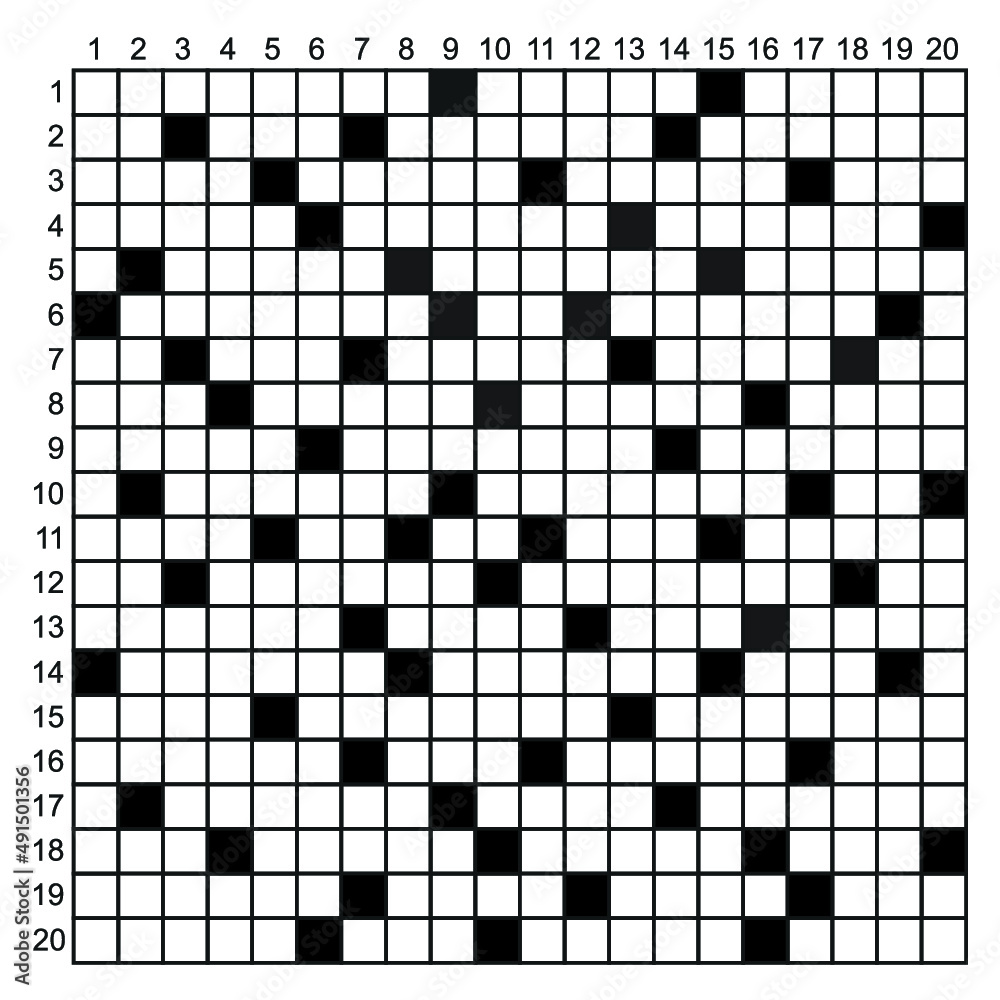 Giant Crossword Puzzle Vector 20x20 Square Puzzle Template For 