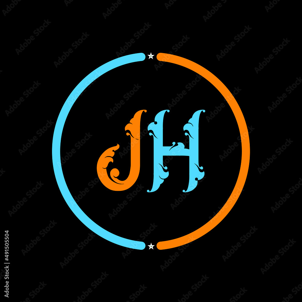 JH Letter Logo design. black background. Stock Vector | Adobe Stock