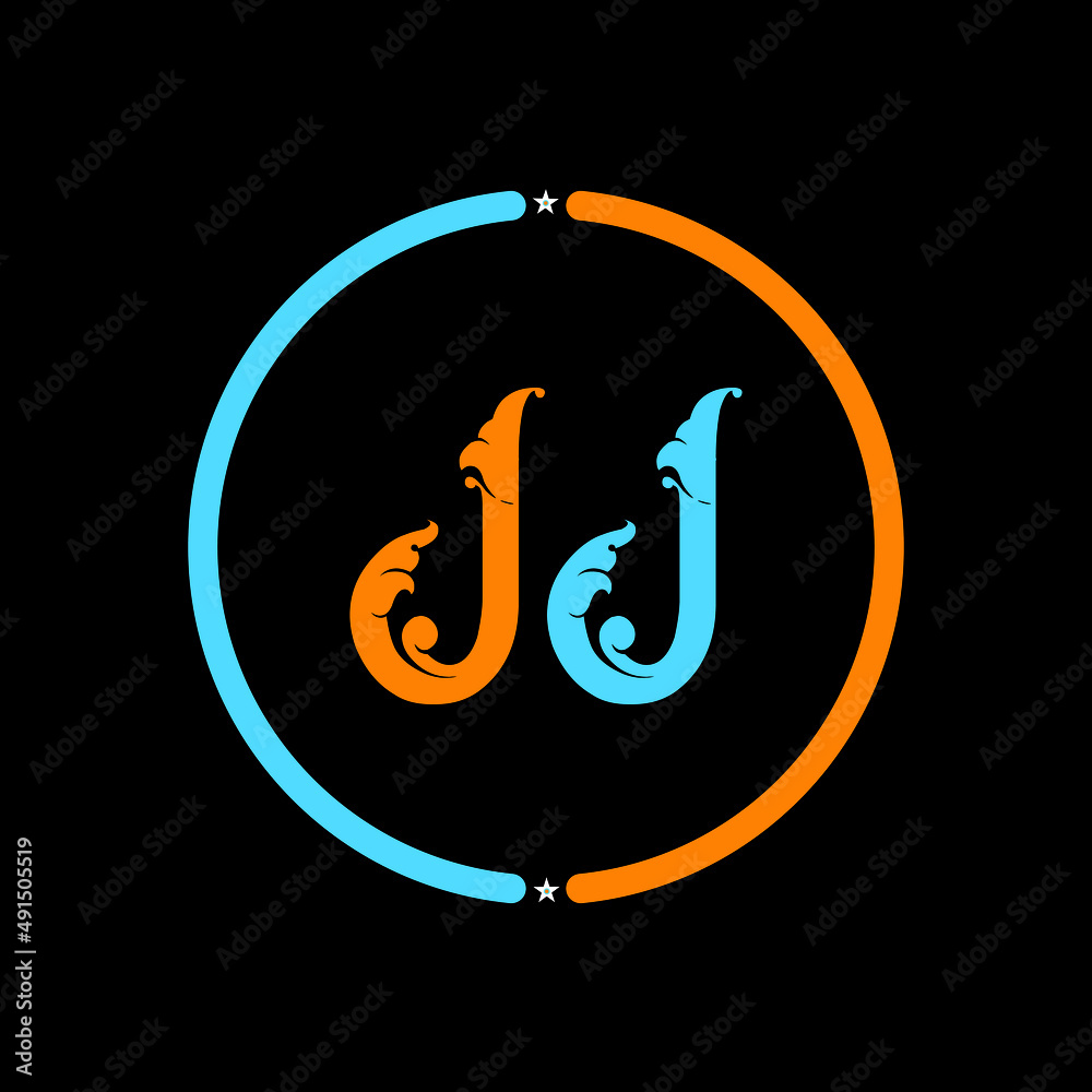 JJ Letter Logo design. black background. Stock Vector | Adobe Stock