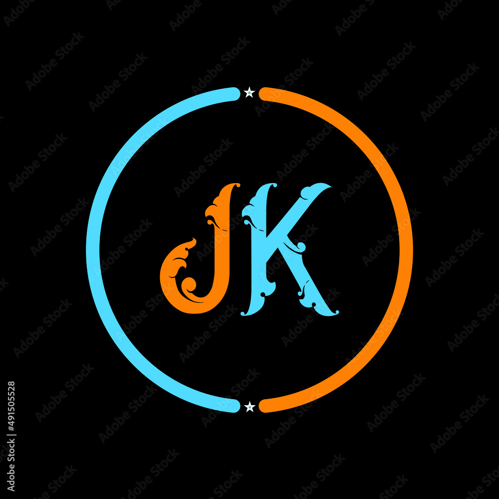 JK Letter Logo design. black background. Stock Vector | Adobe Stock