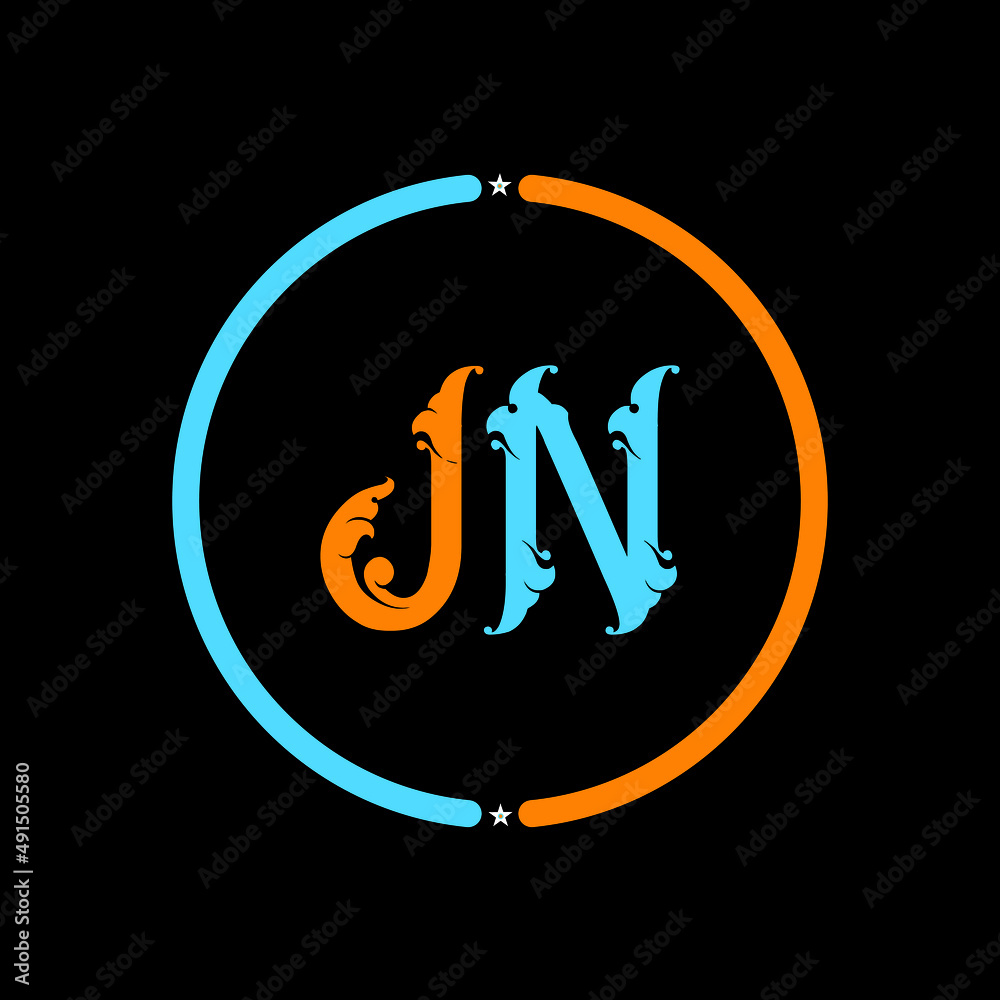 JN Letter Logo design. black background. Stock Vector | Adobe Stock