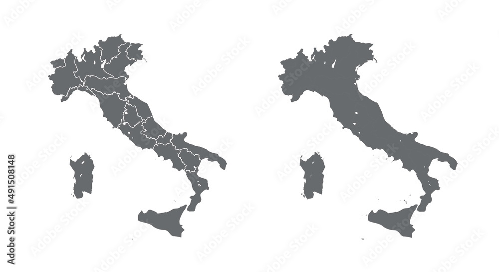 Simple Black Map Of Italy Isolated On White Background. Vector Stock ...