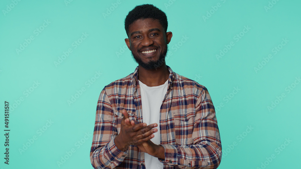 Great job, nice. Cheerful positive african american man in shirt ...