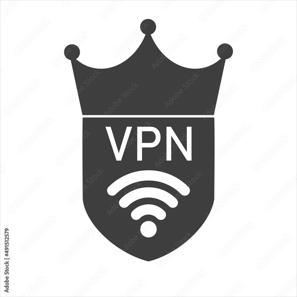 VPN - virtual private network icon. Simple shield with wi-fi symbol ...