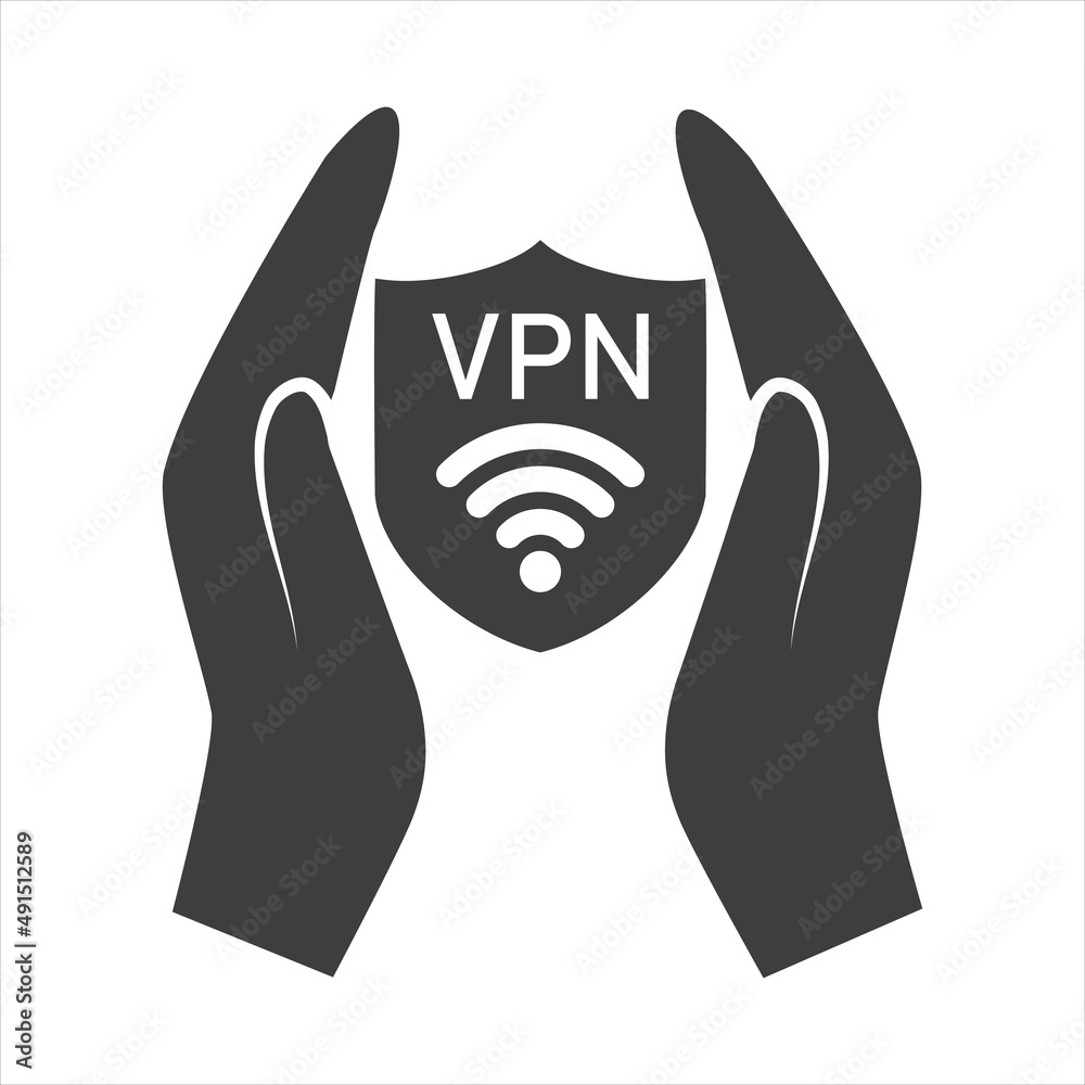 VPN - virtual private network icon. Simple shield with wi-fi symbol ...