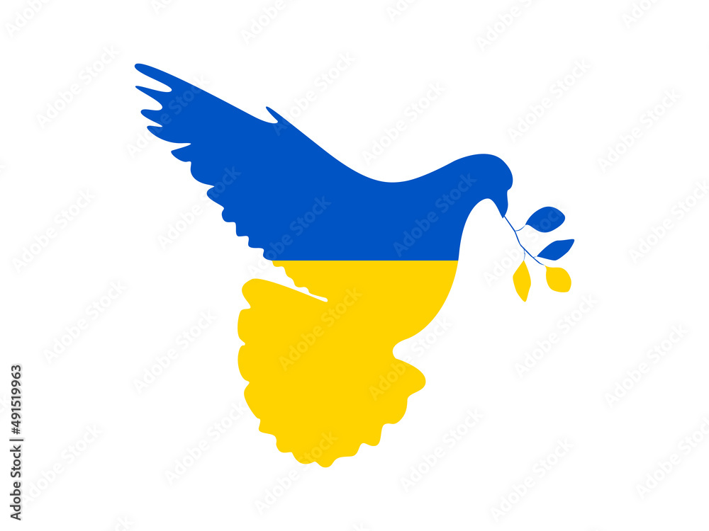 Pigeon silhouette with ukrainian flag.Peace for ukraine vector banner ...