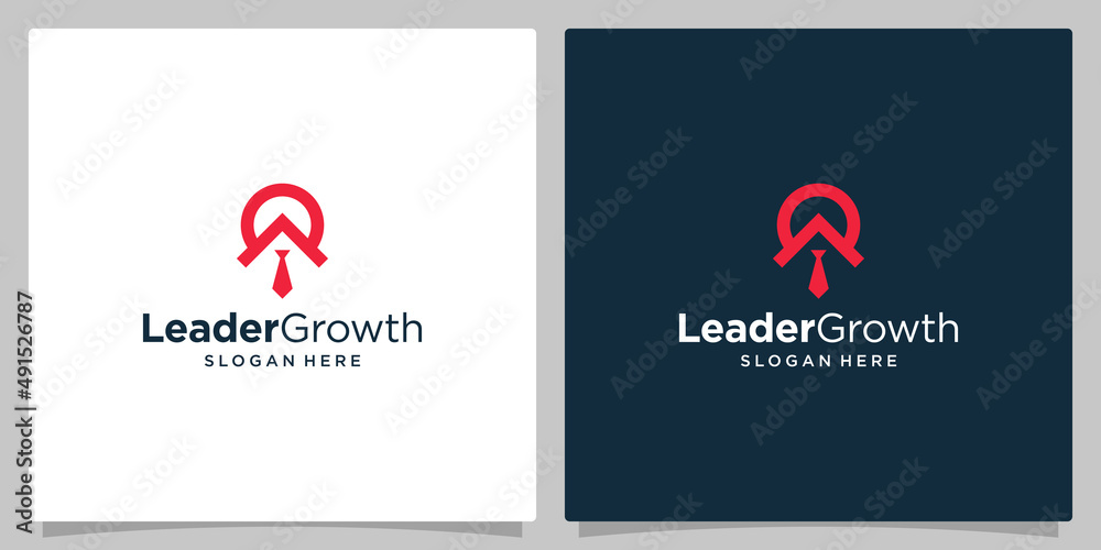 a leader's logo design template with arrow growth graphic design vector ...