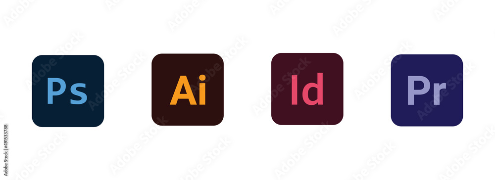 Adobe logo icon set vector on white background Stock Vector | Adobe Stock