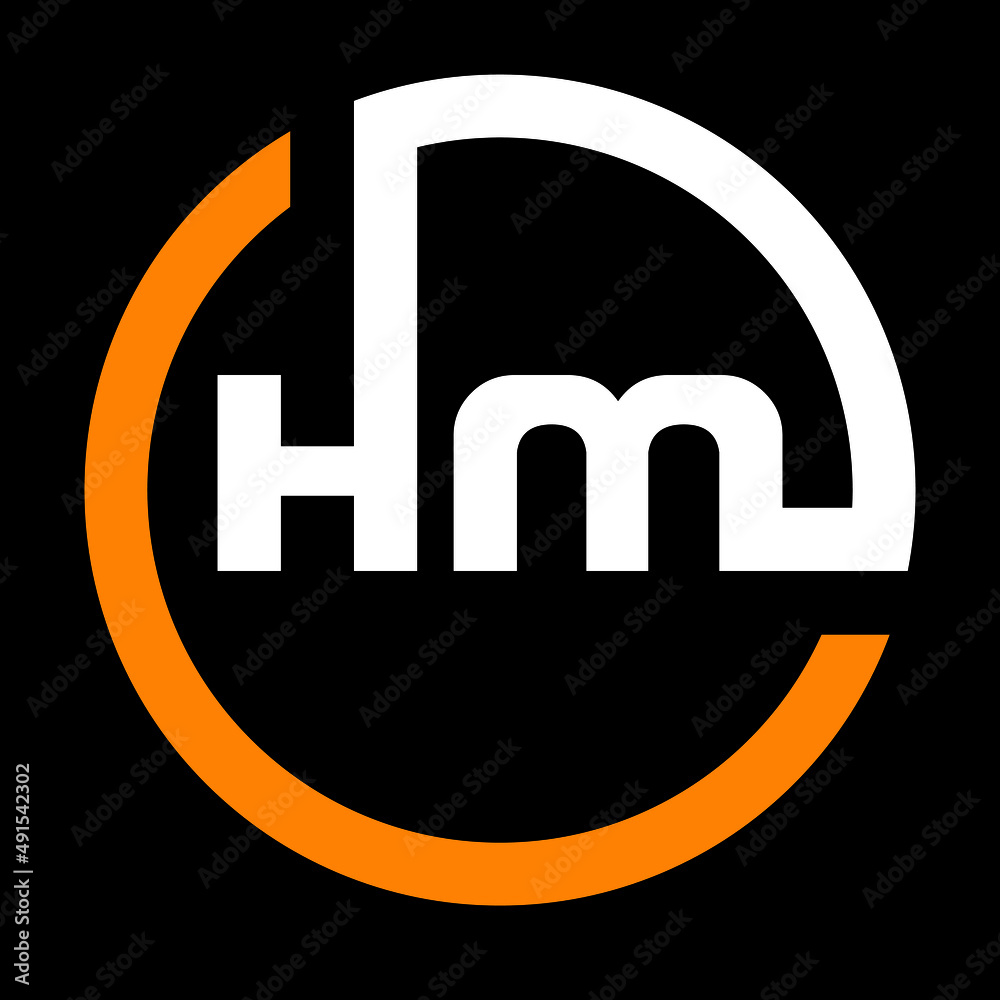HM letter logo design on black background Initial Monogram Letter HM ...