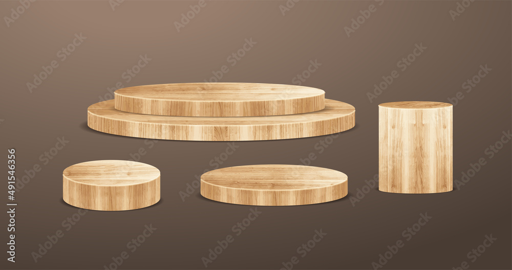 Vector wood Podium product display and platforms presentation mock up ...
