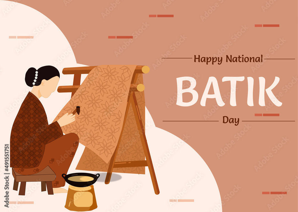 llustration of Indonesian Holiday Batik Day. Happy National Batik Day ...