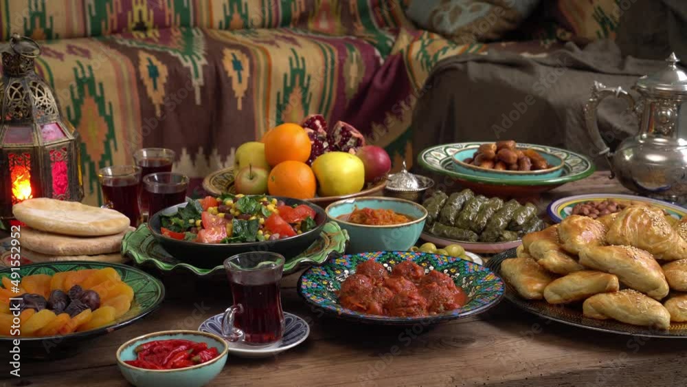 Eid mubarak, Ramadan table. Festive traditional Middle Eastern Muslim ...