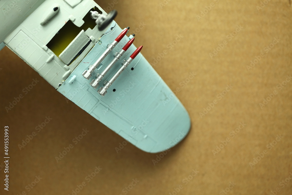 Miniature model war plane represent war weapon and aircraft concept ...