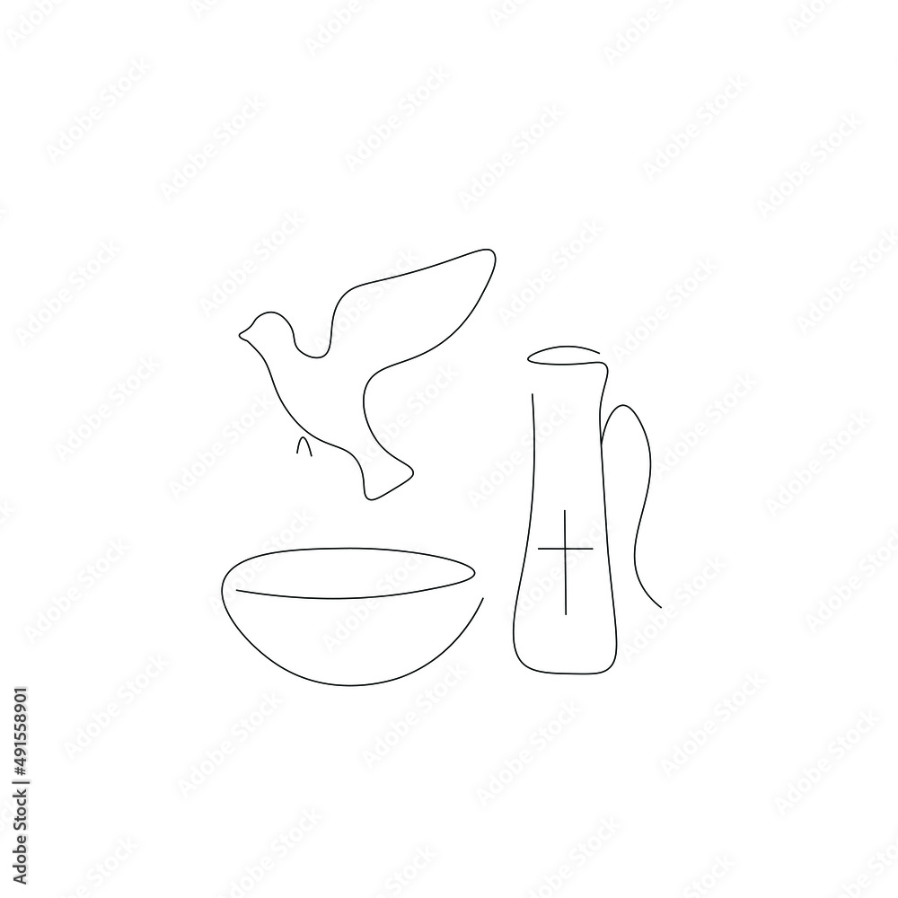 Baptism symbols christian sign on white background vector illustration ...