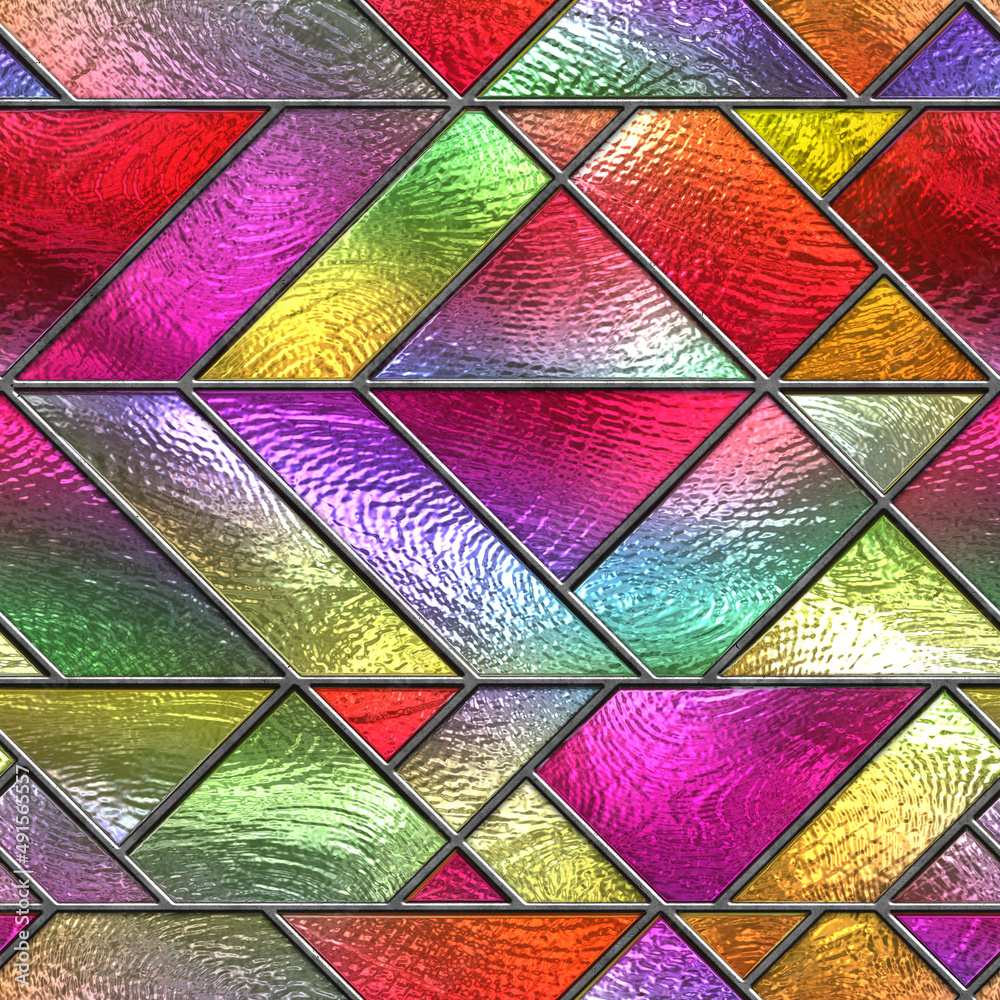Stained glass seamless texture with geometric pattern for window ...