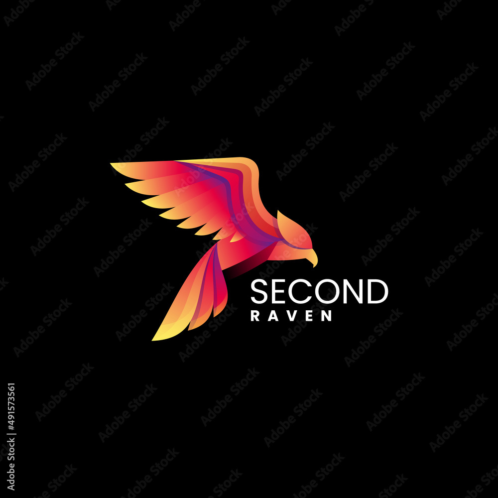 Vector Logo Illustration Raven Gradient Colorful Style. Stock Vector ...