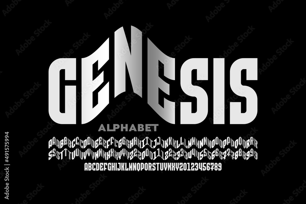 Modern condensed style font with some alternate letters, alphabet ...