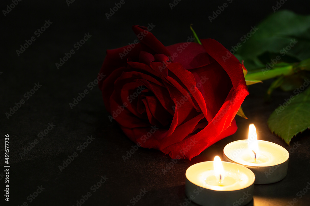 Red Roses And Candles Background