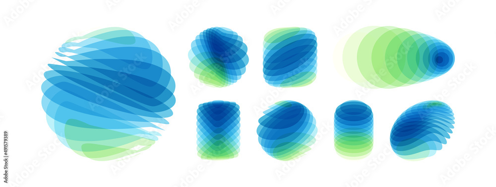Set of various overlapping elements. Abstract geometric design. Vector ...