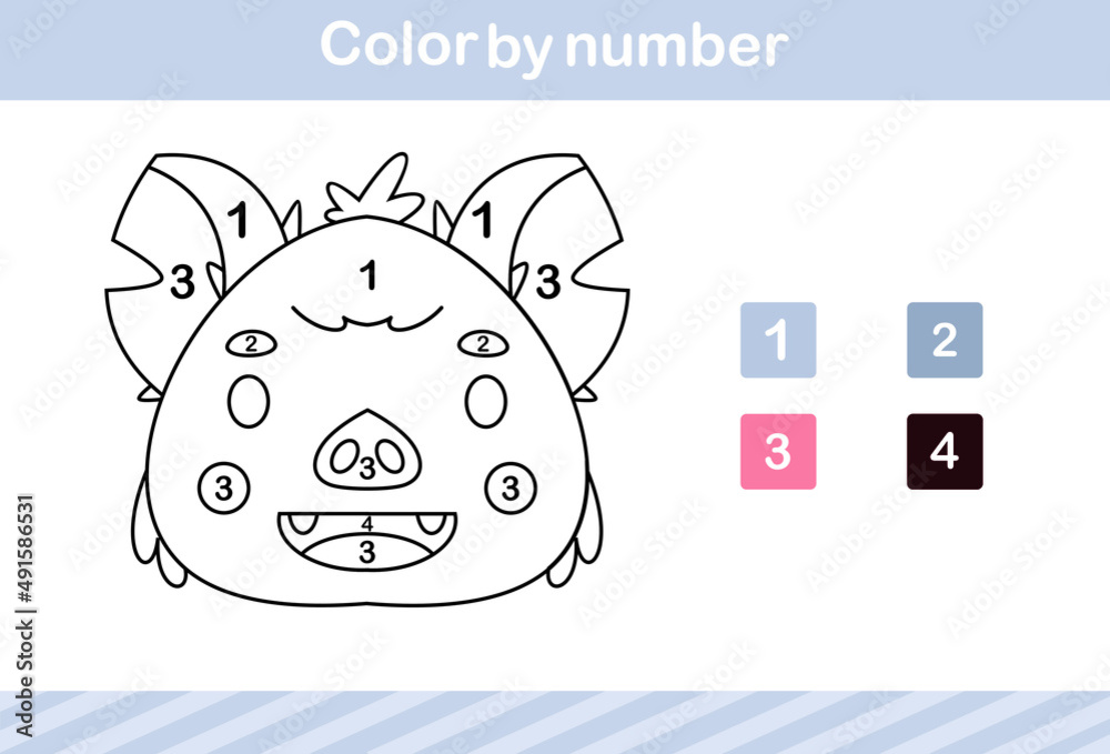 color by number of cute animal.Educational game suitable for kids and ...