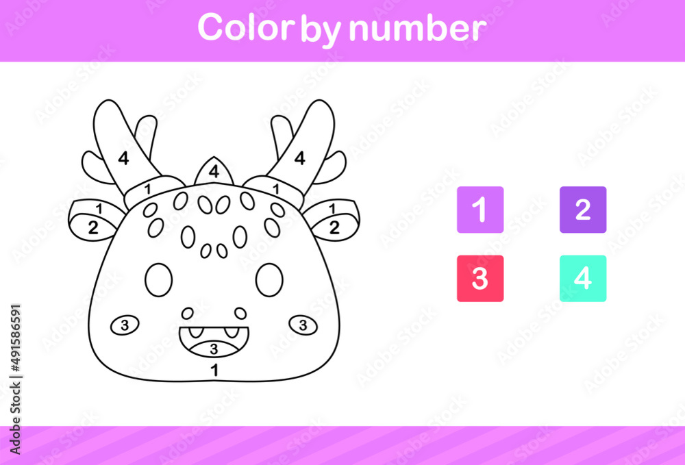 color by number of cute animal.Educational game suitable for kids and ...